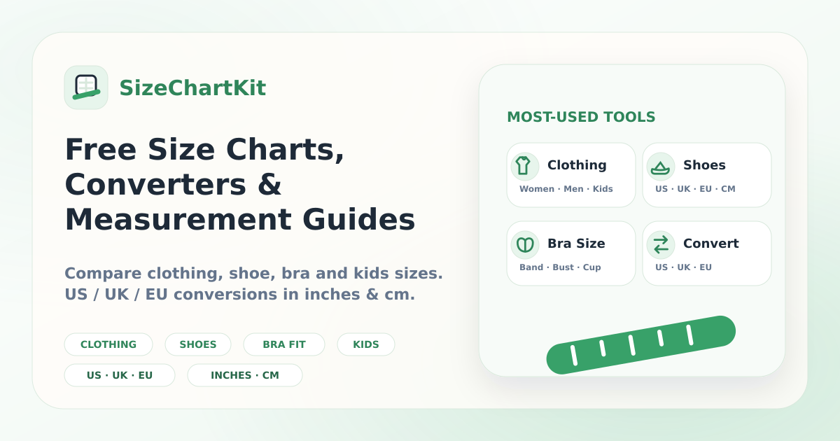 Free Size Charts, Converters & Measurement Guides | SizeChartKit